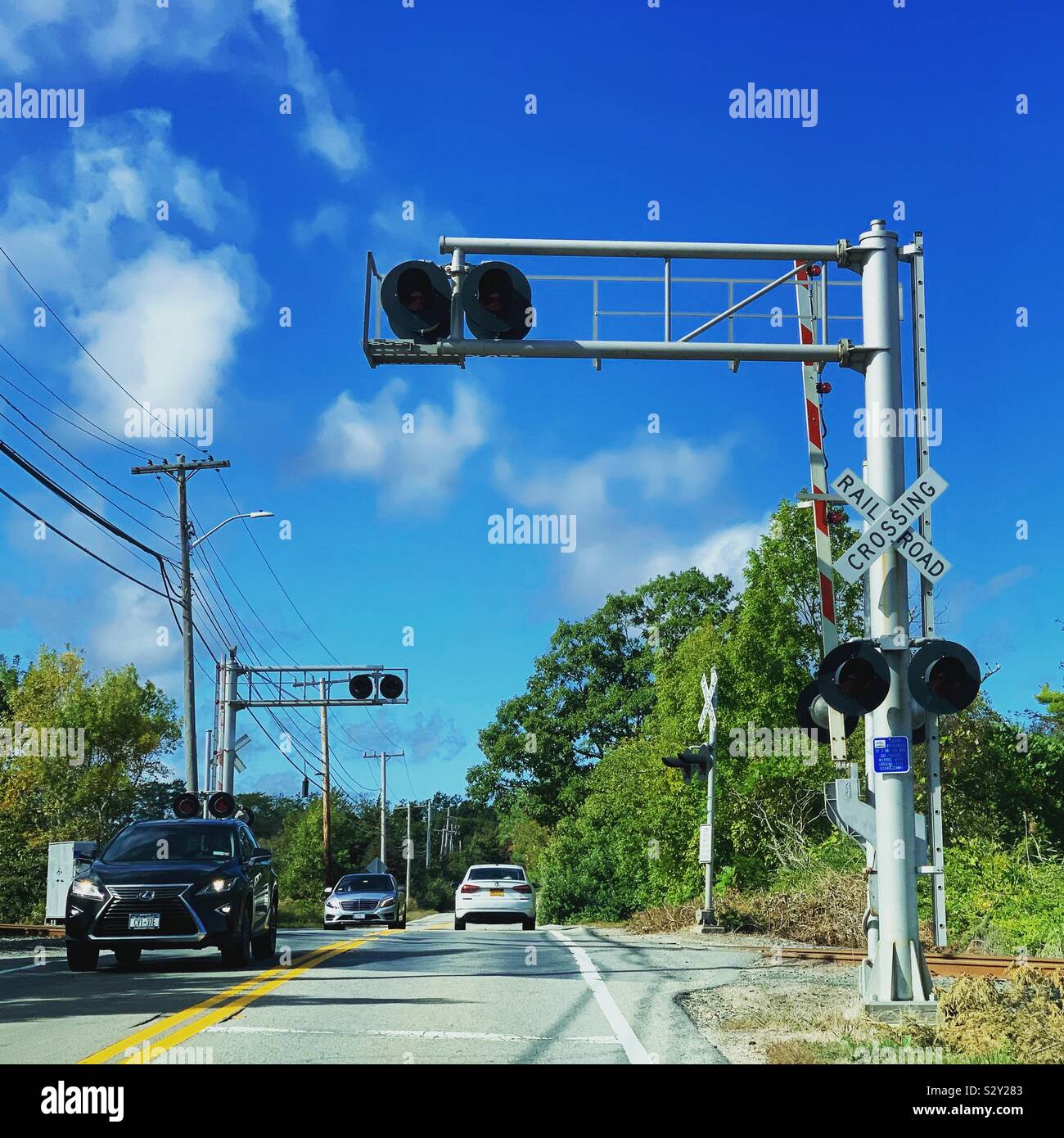 Railroad crossing, West Barnstable, Cape Cod, Massachusetts, United ...
