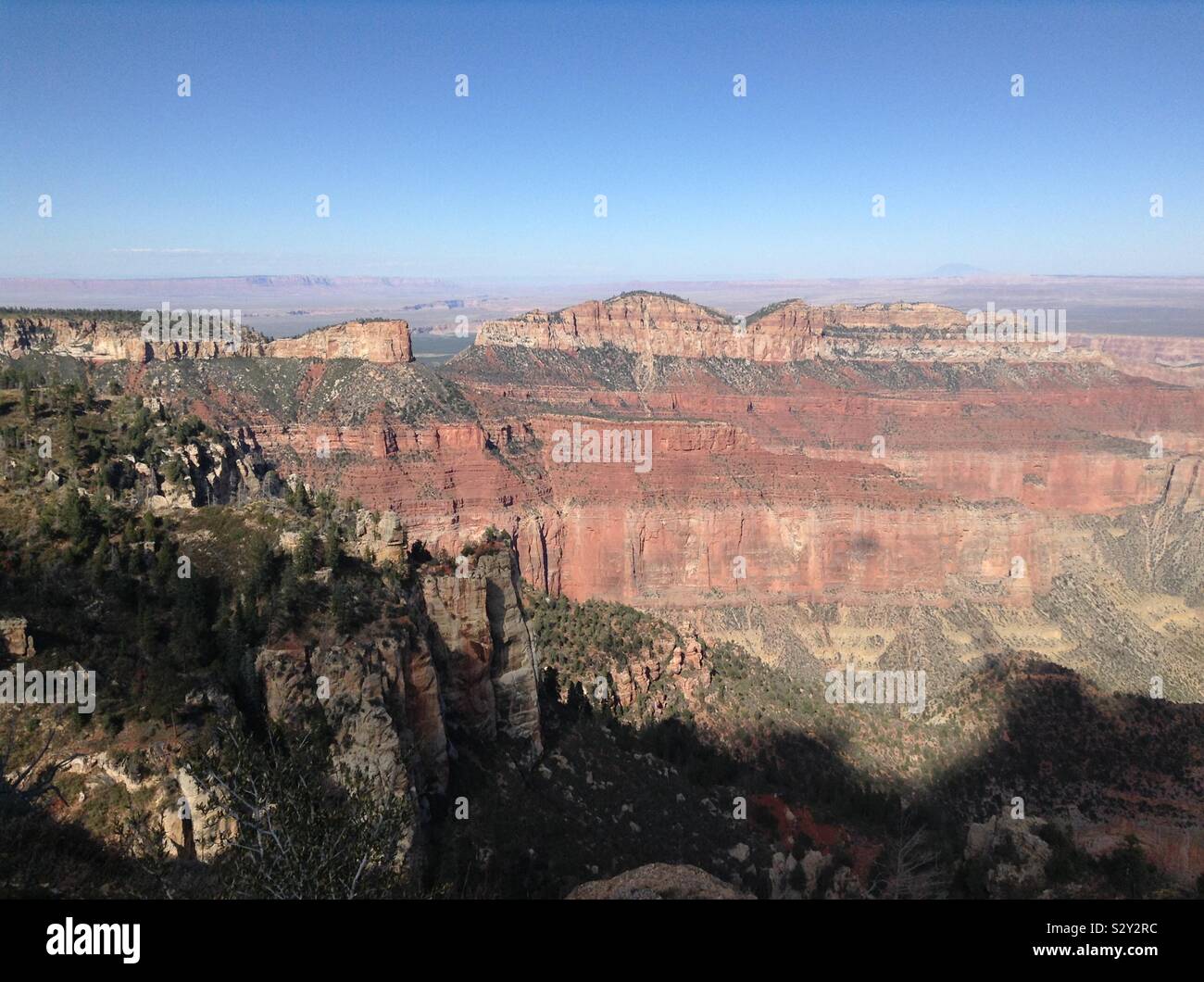 Grand Canyon rock layers with skyline in the background Stock Photo - Alamy