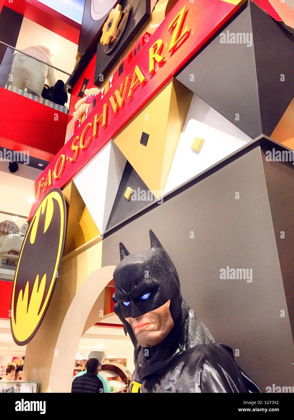 Superhero display of Batman at the Rockefeller center FAO Schwartz toy ...