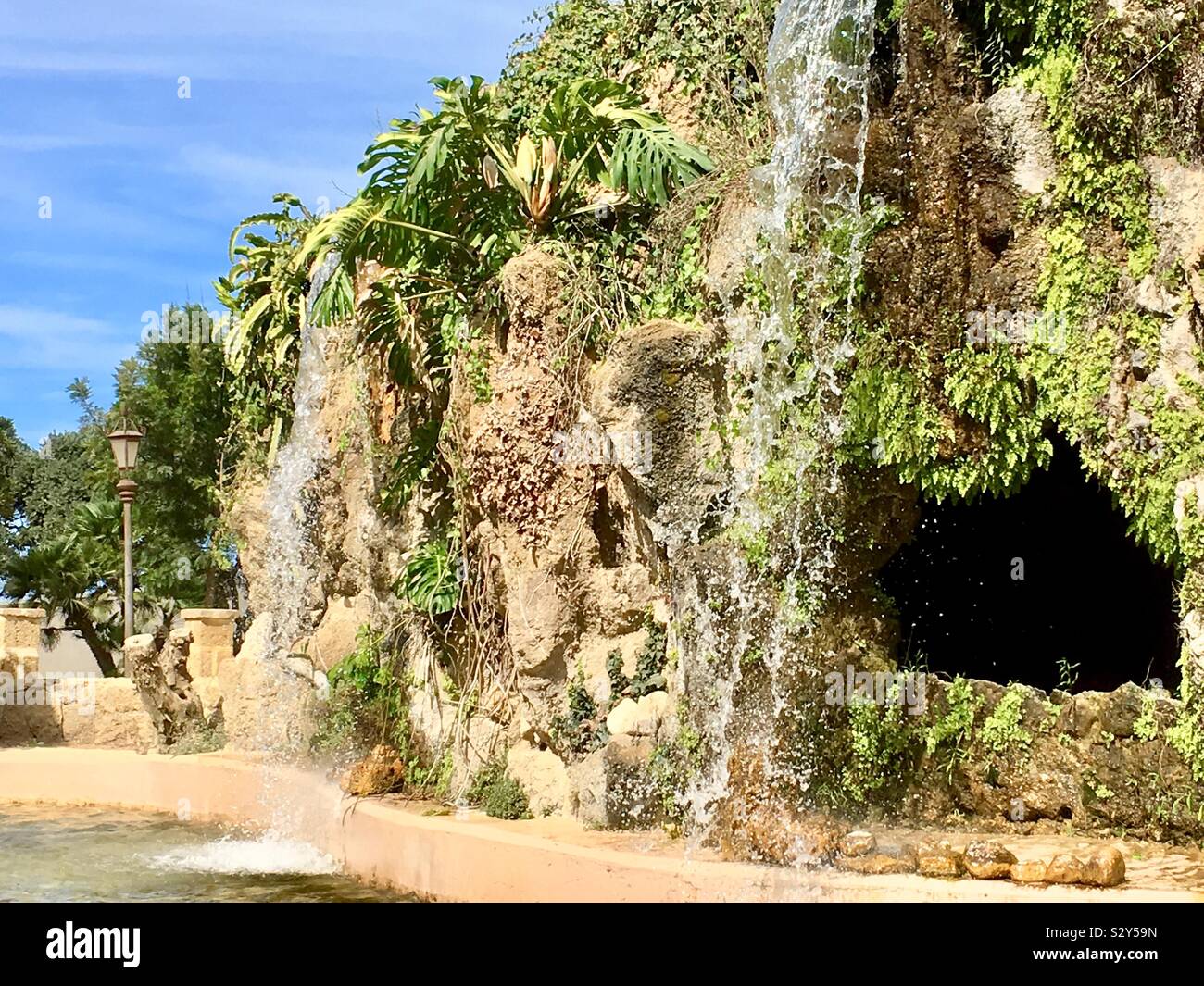 Waterfalls in Parque Genoves, Cadiz, Spain Stock Photo - Alamy