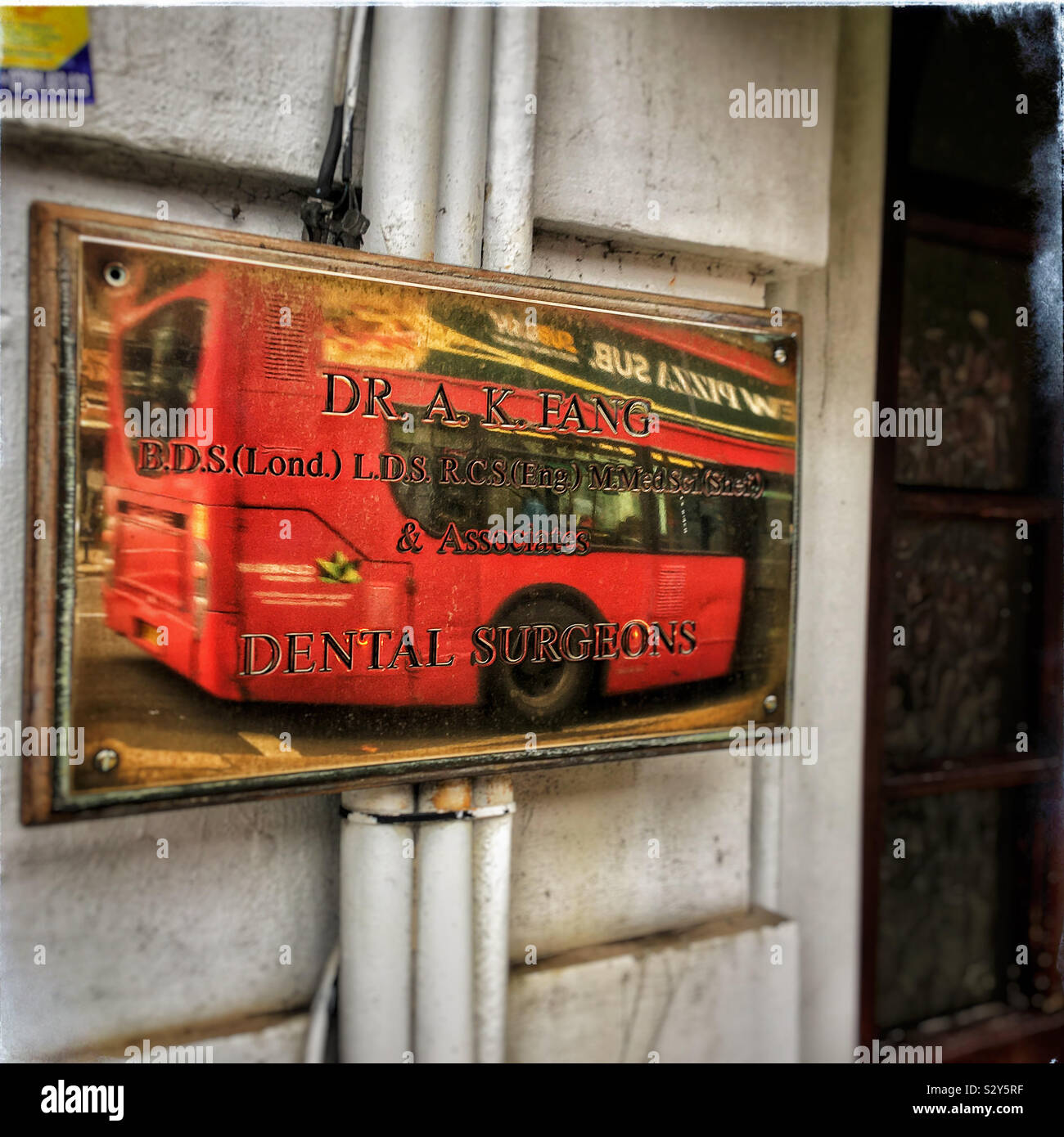 Brass plaque sign for Dr. Fang - Dental Surgeons, in Finchley, North ...