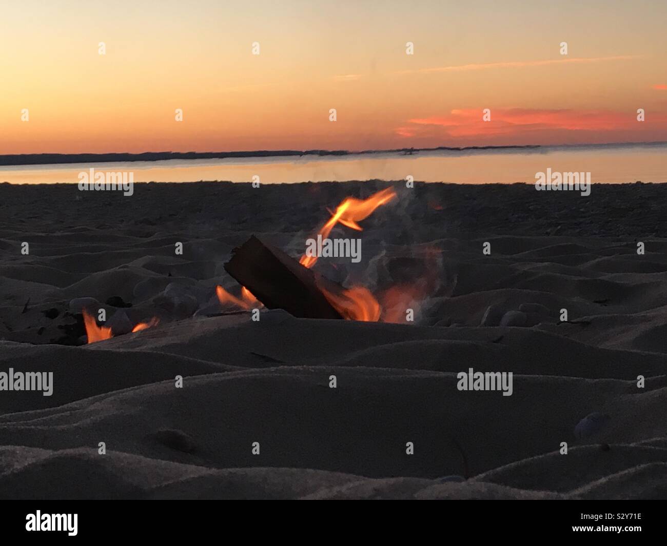 Fire at Lake Michigan Stock Photo - Alamy