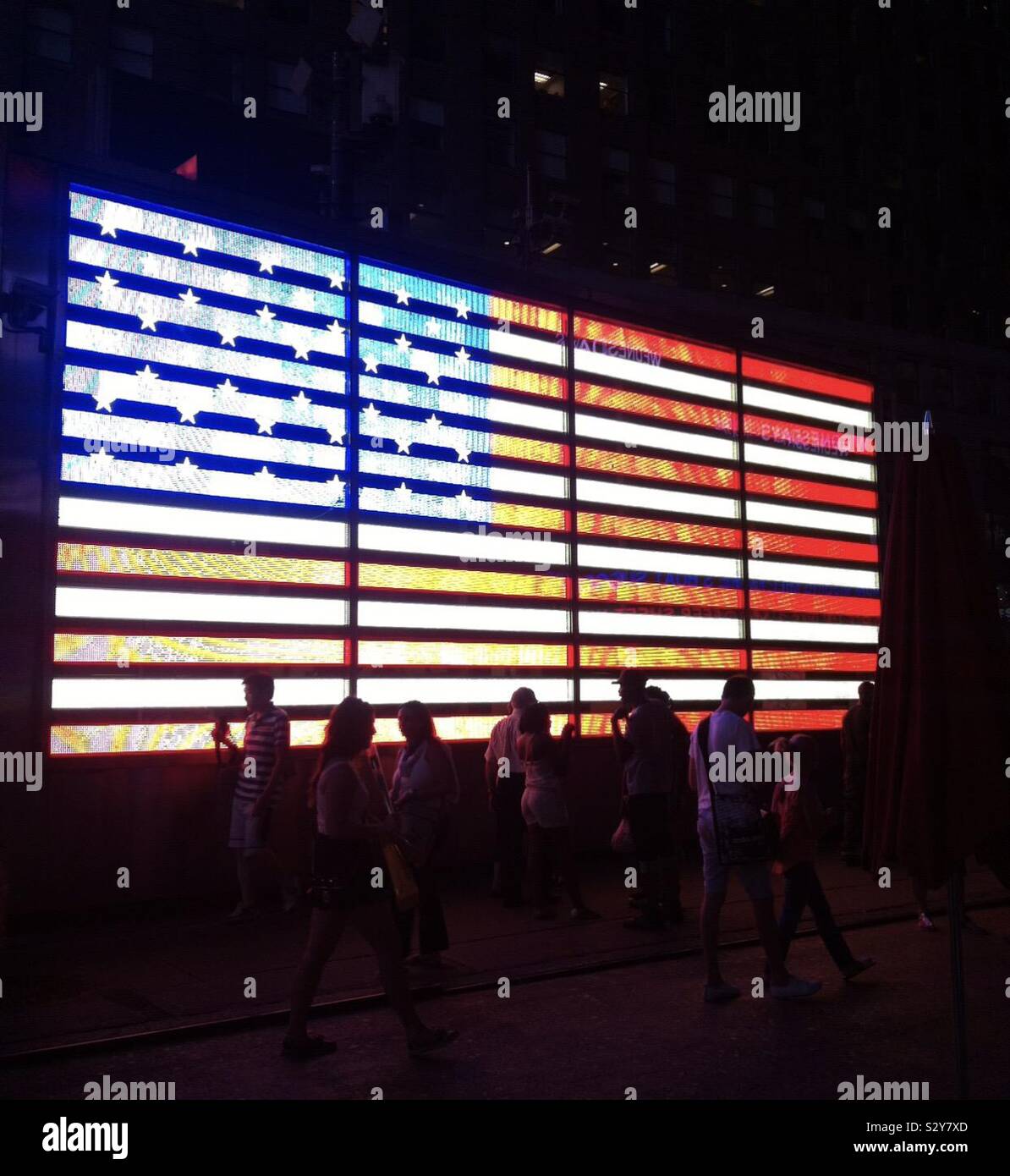 American Flag in Times Square Stock Photo - Alamy