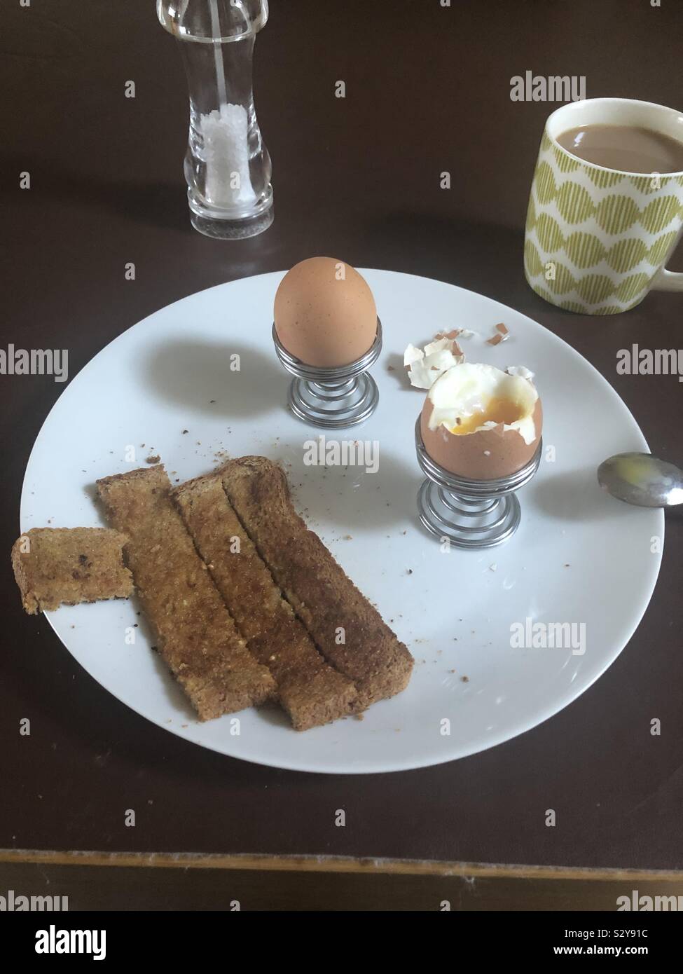 Breakfast of Boiled eggs and toast (soldiers Stock Photo - Alamy