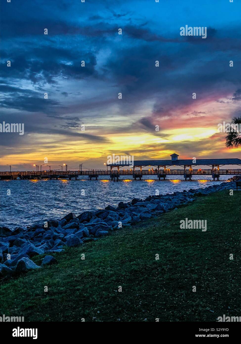 Saint Simons Island pier with a beautiful sunset Stock Photo - Alamy