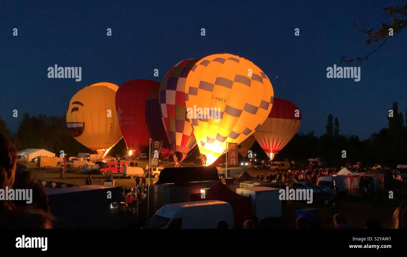 Hot air balloons light show Stock Photo - Alamy