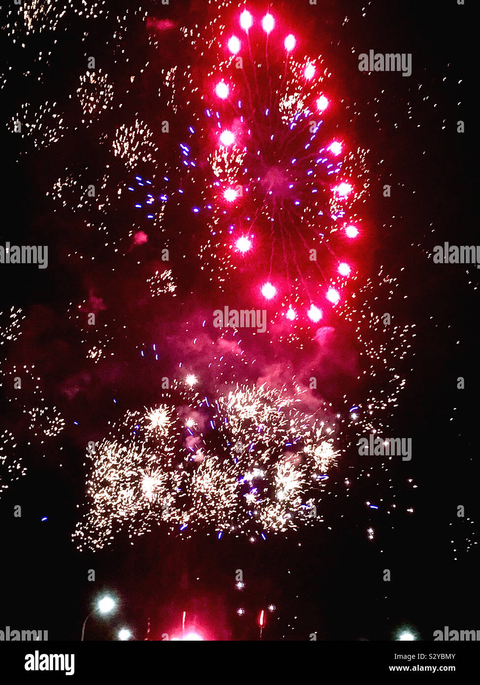 Bright night fireworks of different colors Stock Photo - Alamy