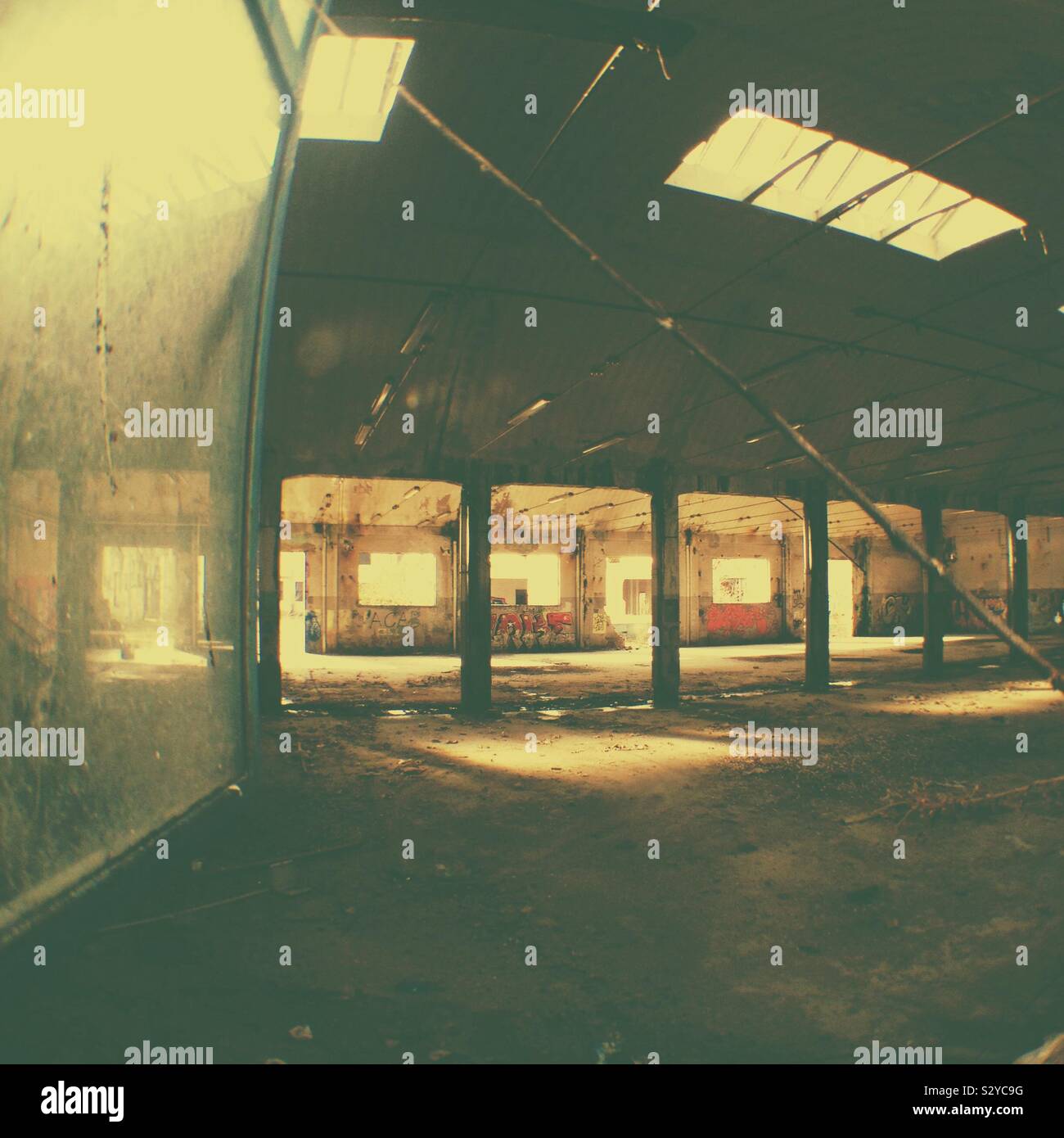 Abandoned factory in Baggio, Milan, Italy, 2018, as seen from the ...