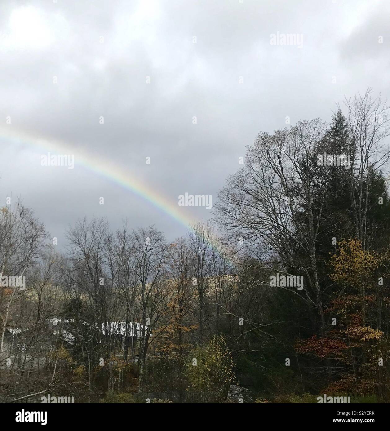 Fall rainbow in small town Vermont Stock Photo - Alamy