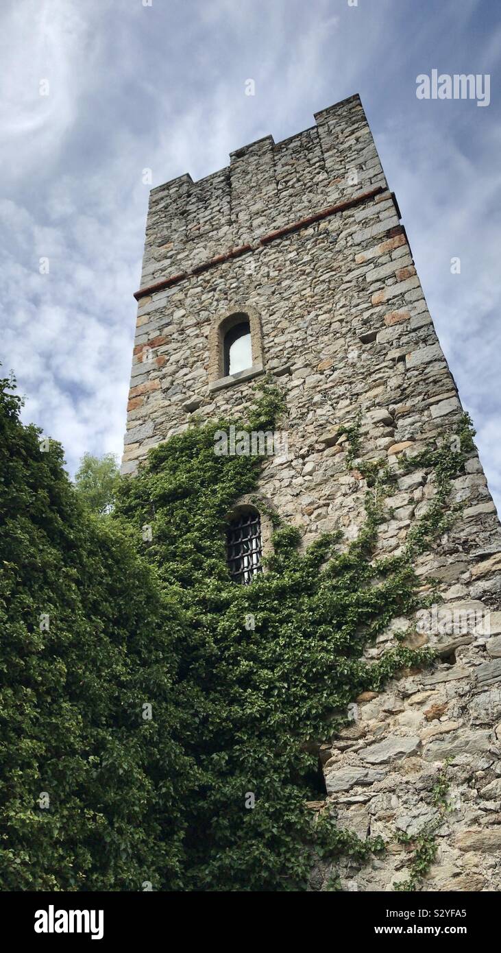Medieval castle tower ruins, northern Italy Stock Photo - Alamy