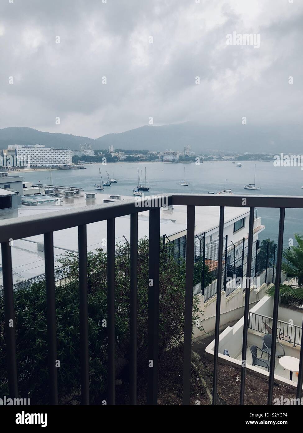Balcony views of the coast in Majorca Stock Photo - Alamy