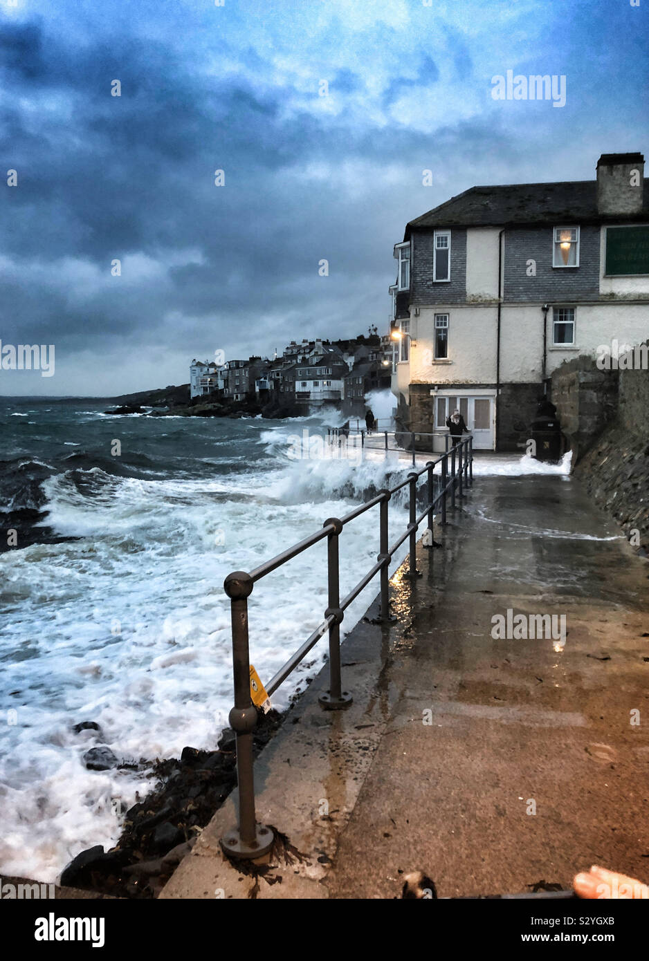 Rough seas and a big tide at St Ives, Cornwall, October Stock Photo - Alamy