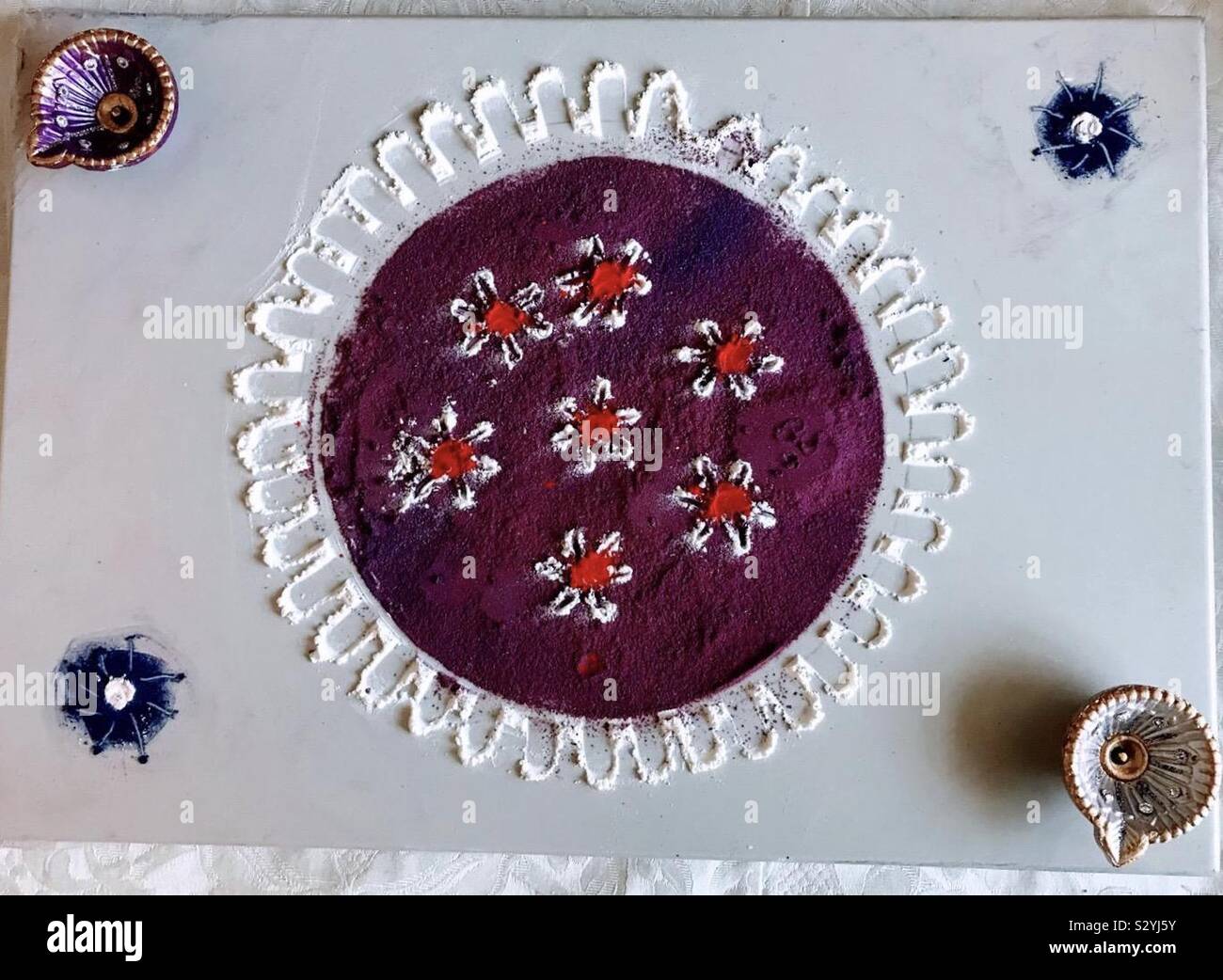 Circular rangoli pattern for Diwali made with coloured flour Stock ...