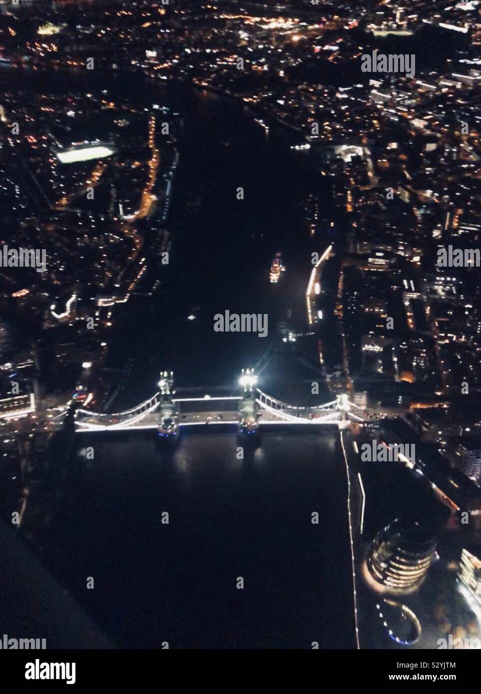 Tower bridge seen from above at night Stock Photo - Alamy