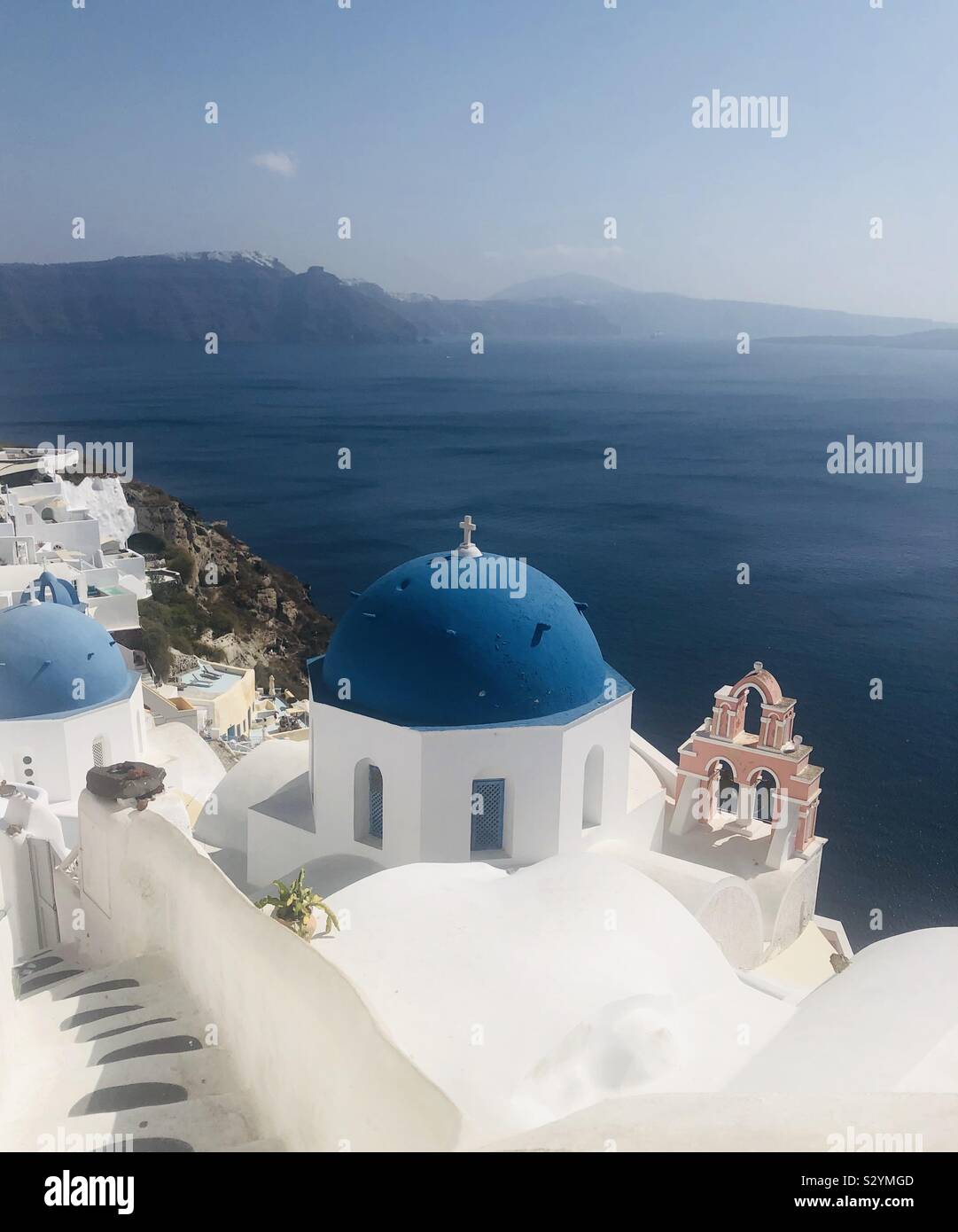 Blue domes of Santorini Stock Photo - Alamy