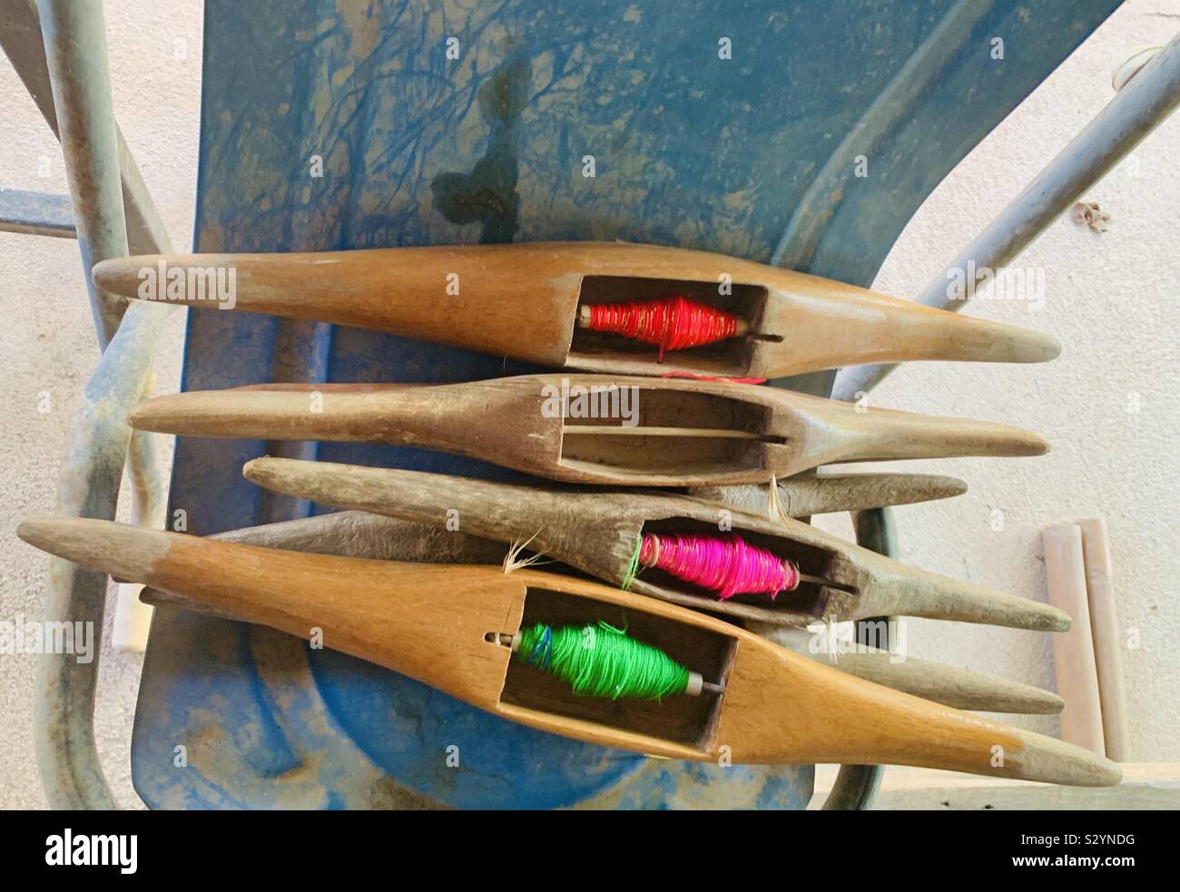 Traditional Shan weaving spindles Stock Photo - Alamy