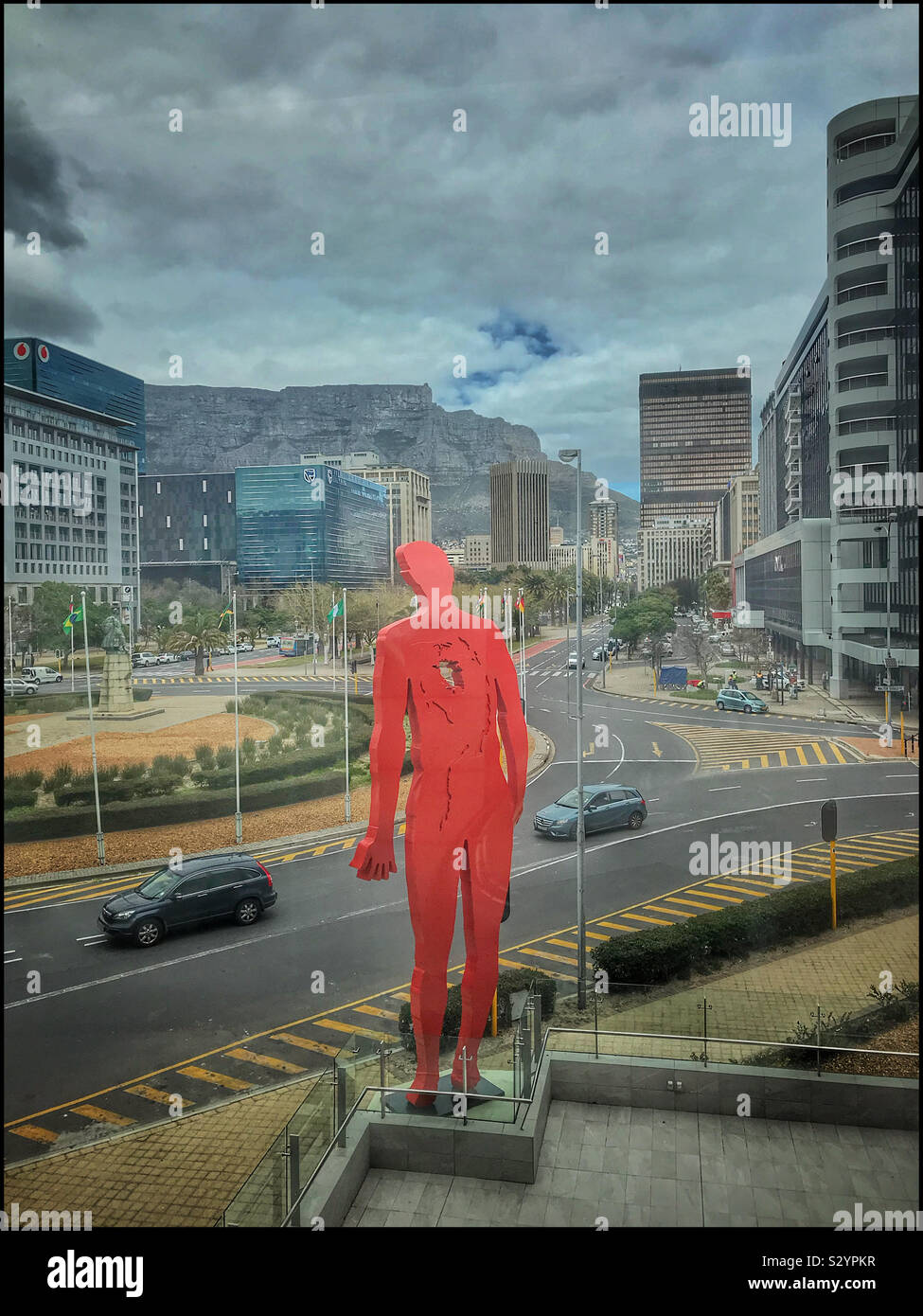 View of Cape Town from sky bridge joining the Cape Town International ...