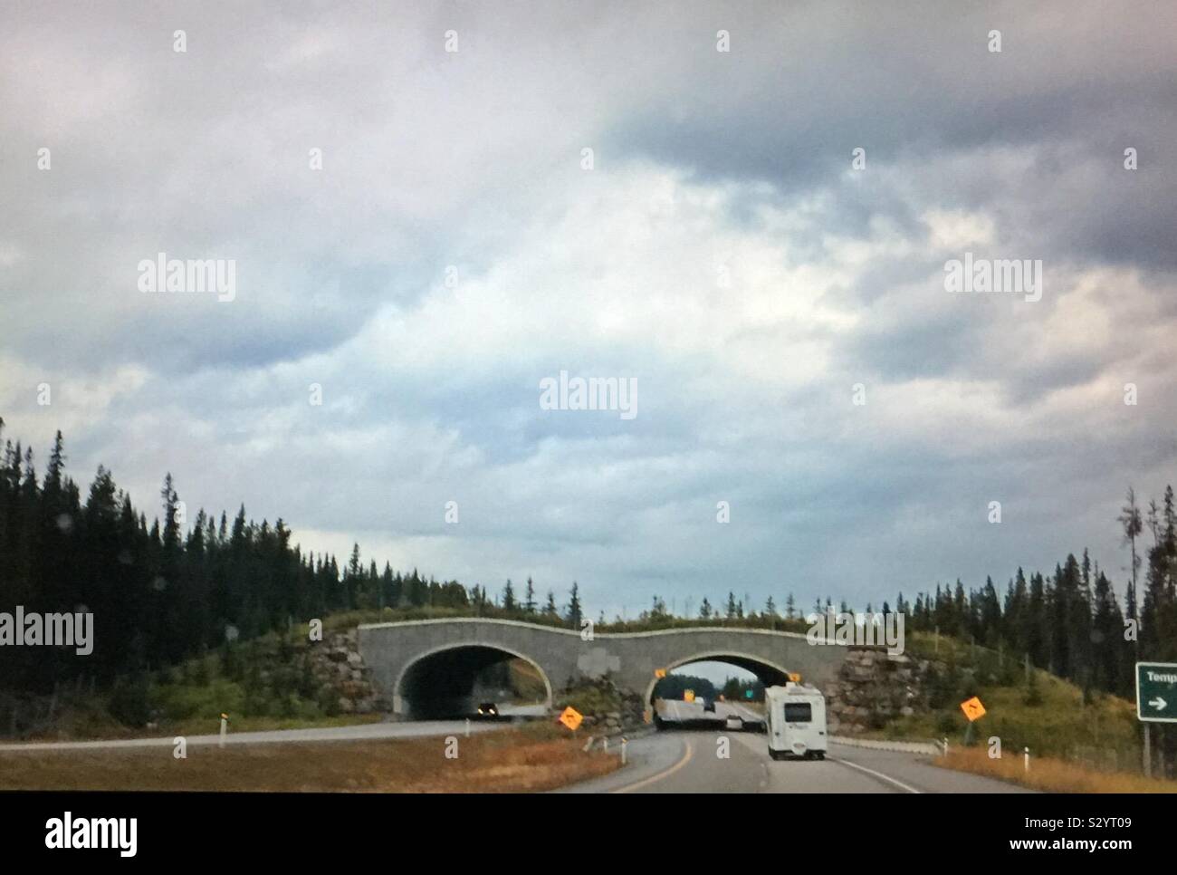 Wildlife overpass, Banff National Park, Alberta, Canada, on the ...