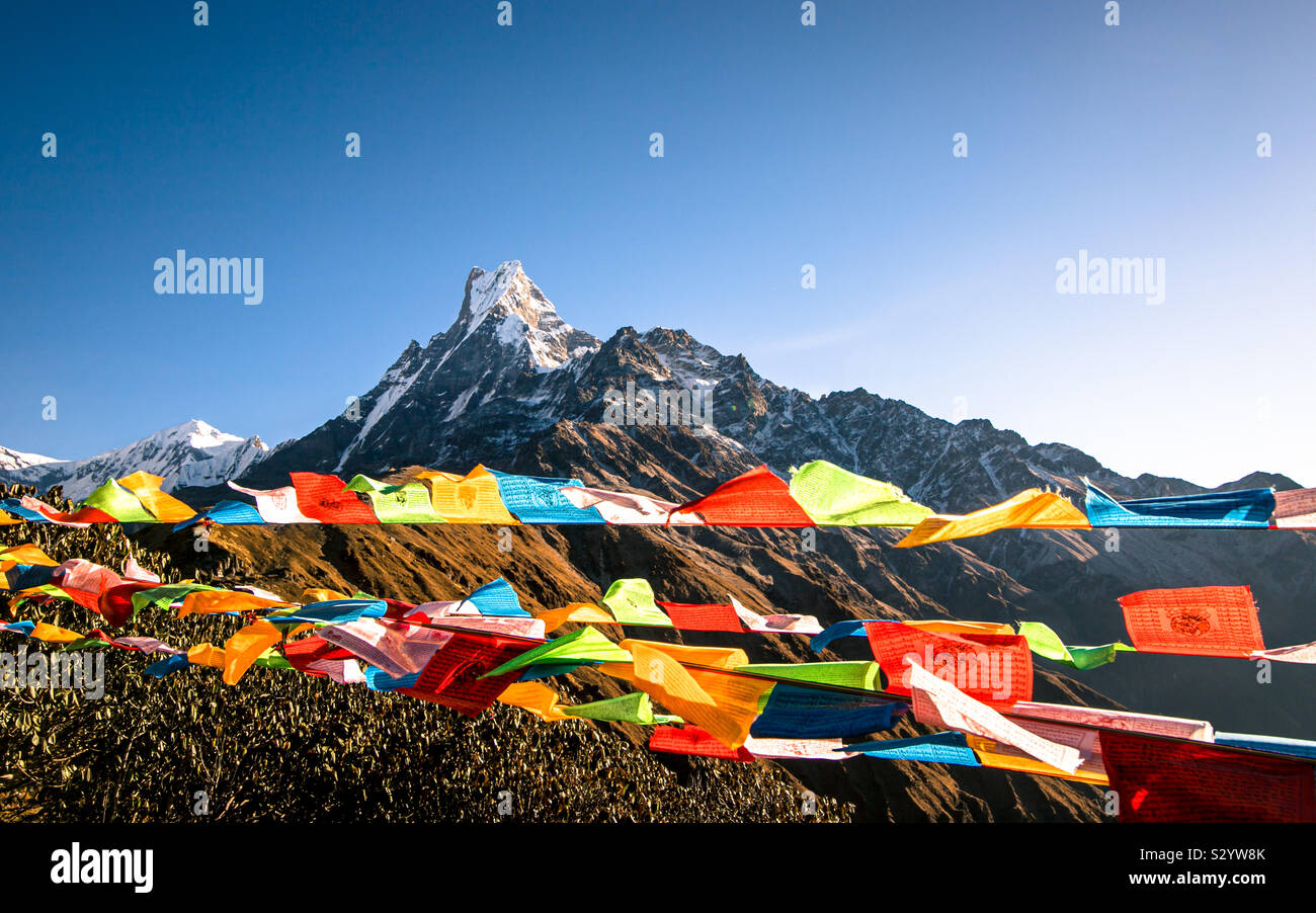 Beautiful shining Mount Fishtail at Pokhara, Nepal Stock Photo - Alamy
