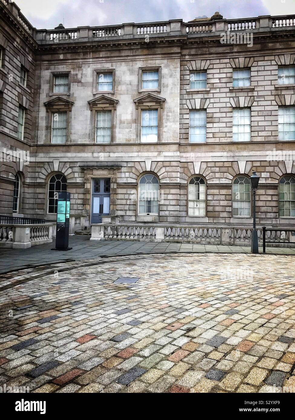 Detail of the buildings and courtyard at Somerset House, London ...