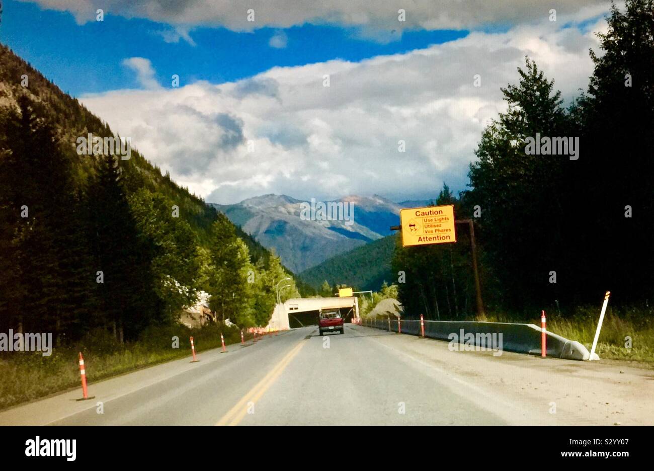 Snow shed on the trans Canada highway near Roger’s Pass, British ...