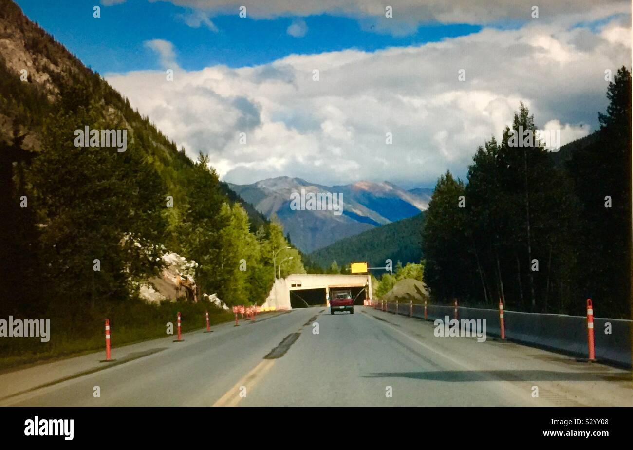 Snow shed on the trans Canada highway near Roger’s Pass, in the ...