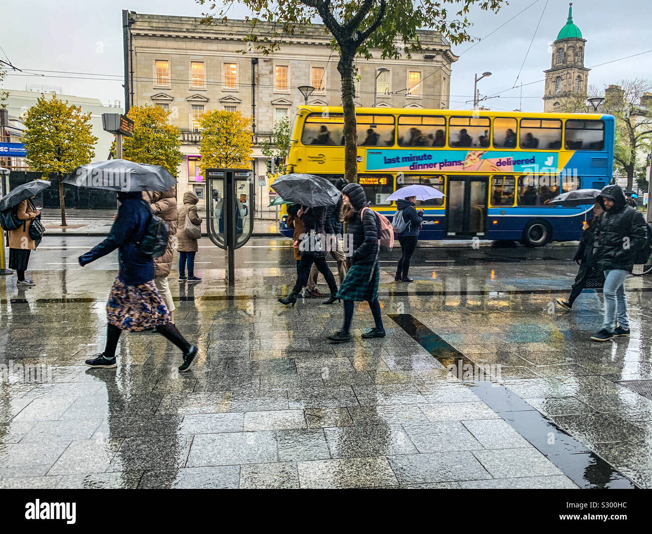 Rain in Dublin City centre Stock Photo - Alamy