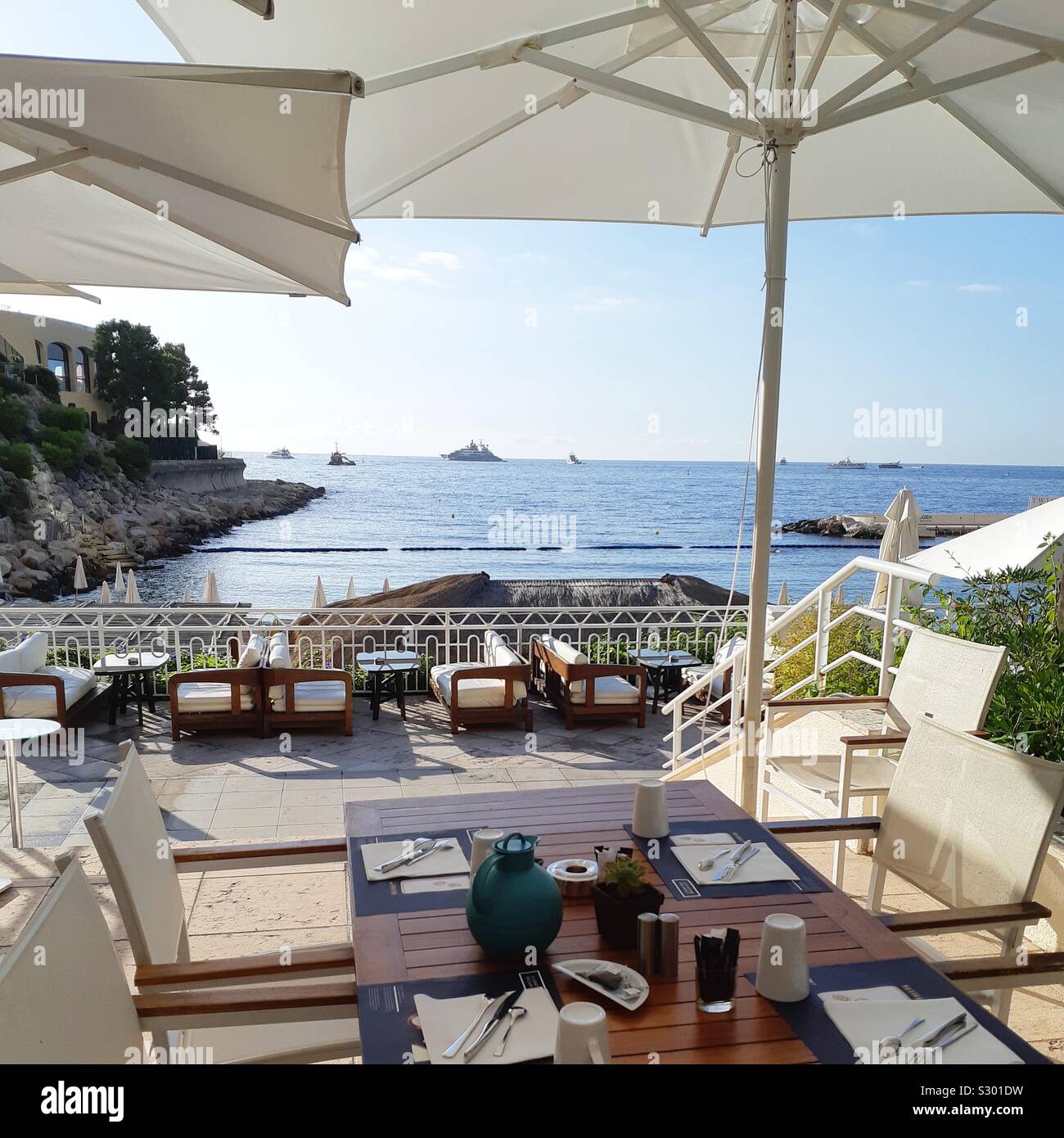 Beautiful breakfast setting at luxury hotel in Monaco Stock Photo - Alamy