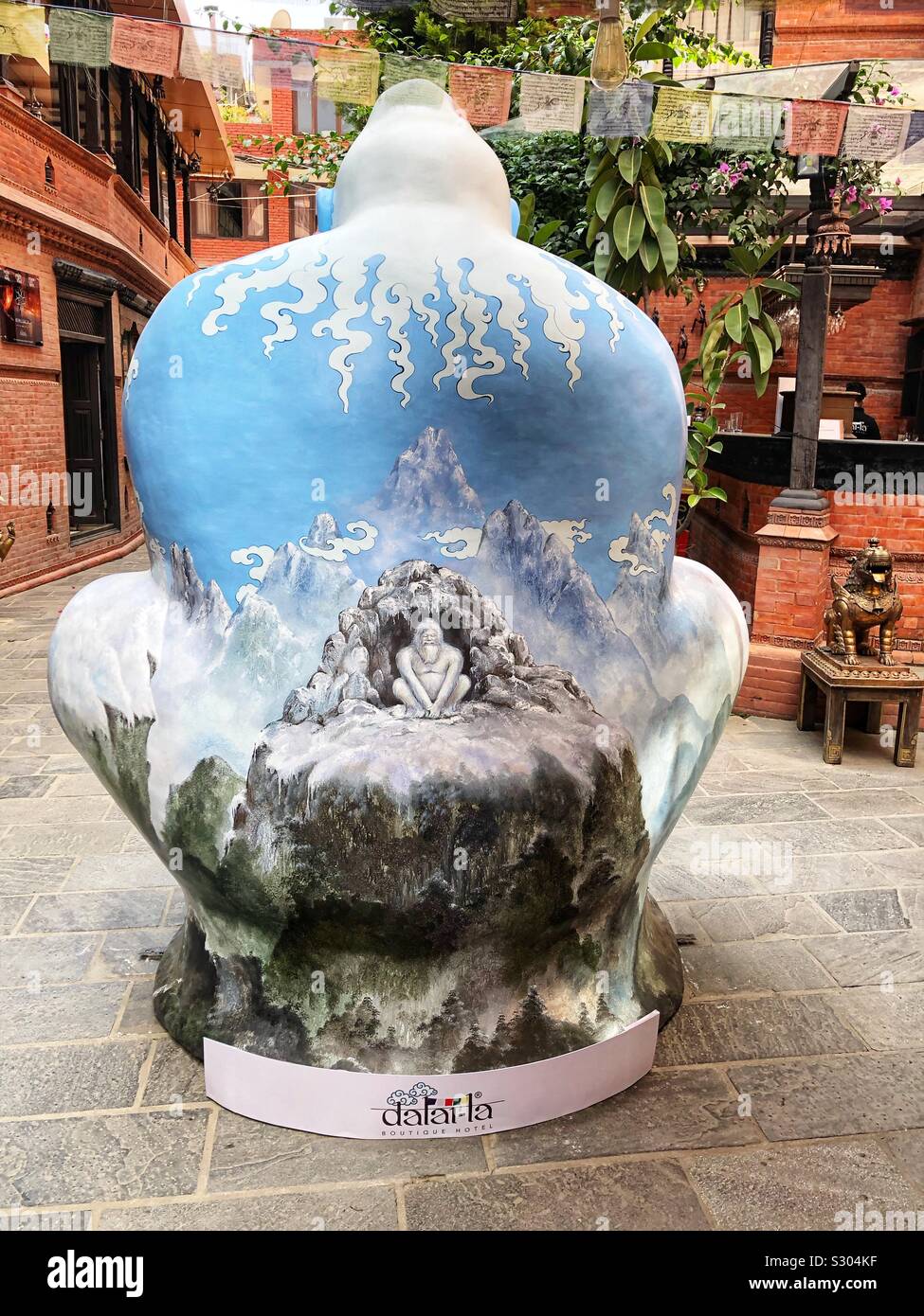 The backside of a large painted Yeti sculpture in Kathmandu, Nepal ...