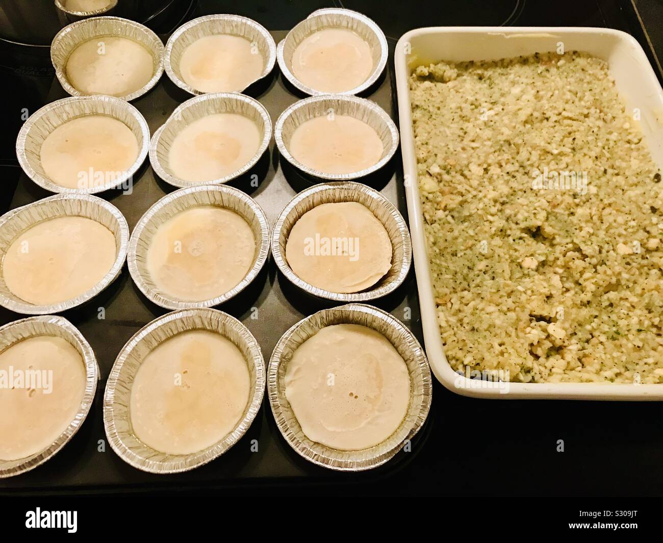 Sunday dinner stuffing mix and Yorkshire pudding batter about to go in ...