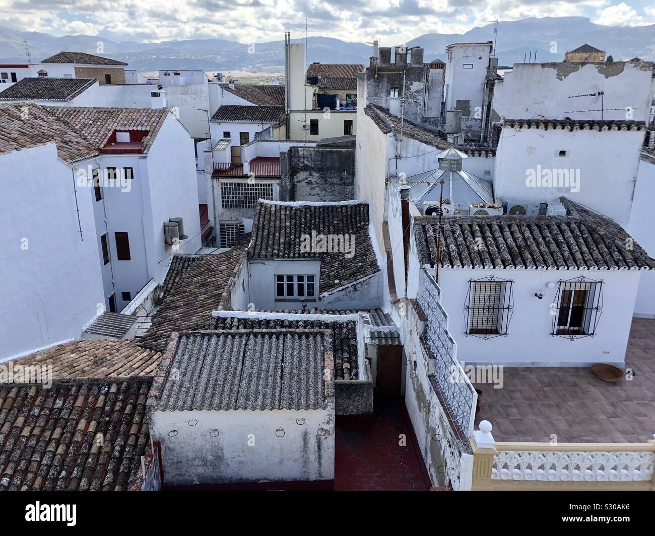 Rooftops of white buildings in Ronda in Spain Stock Photo - Alamy