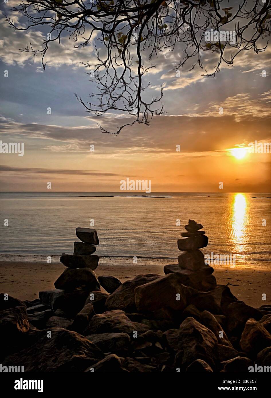 Stone stacks rock stacks sunrise Stock Photo - Alamy