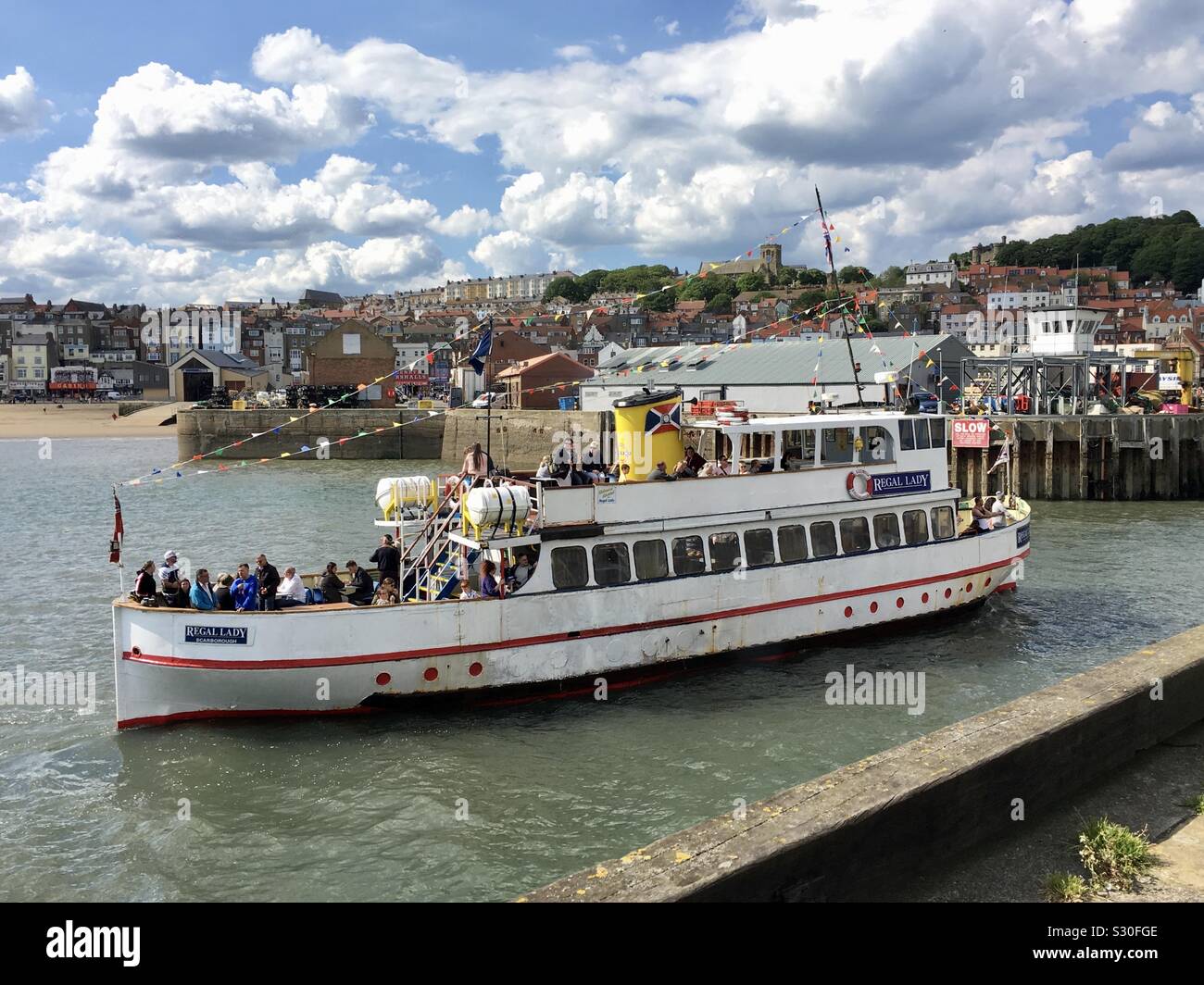 Regal lady cruise ship giving trips around the coastline at Scarborough ...