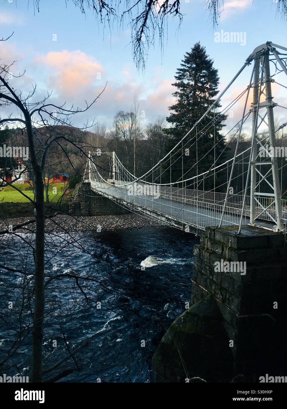 Suspension bridge over river dee hi-res stock photography and images ...