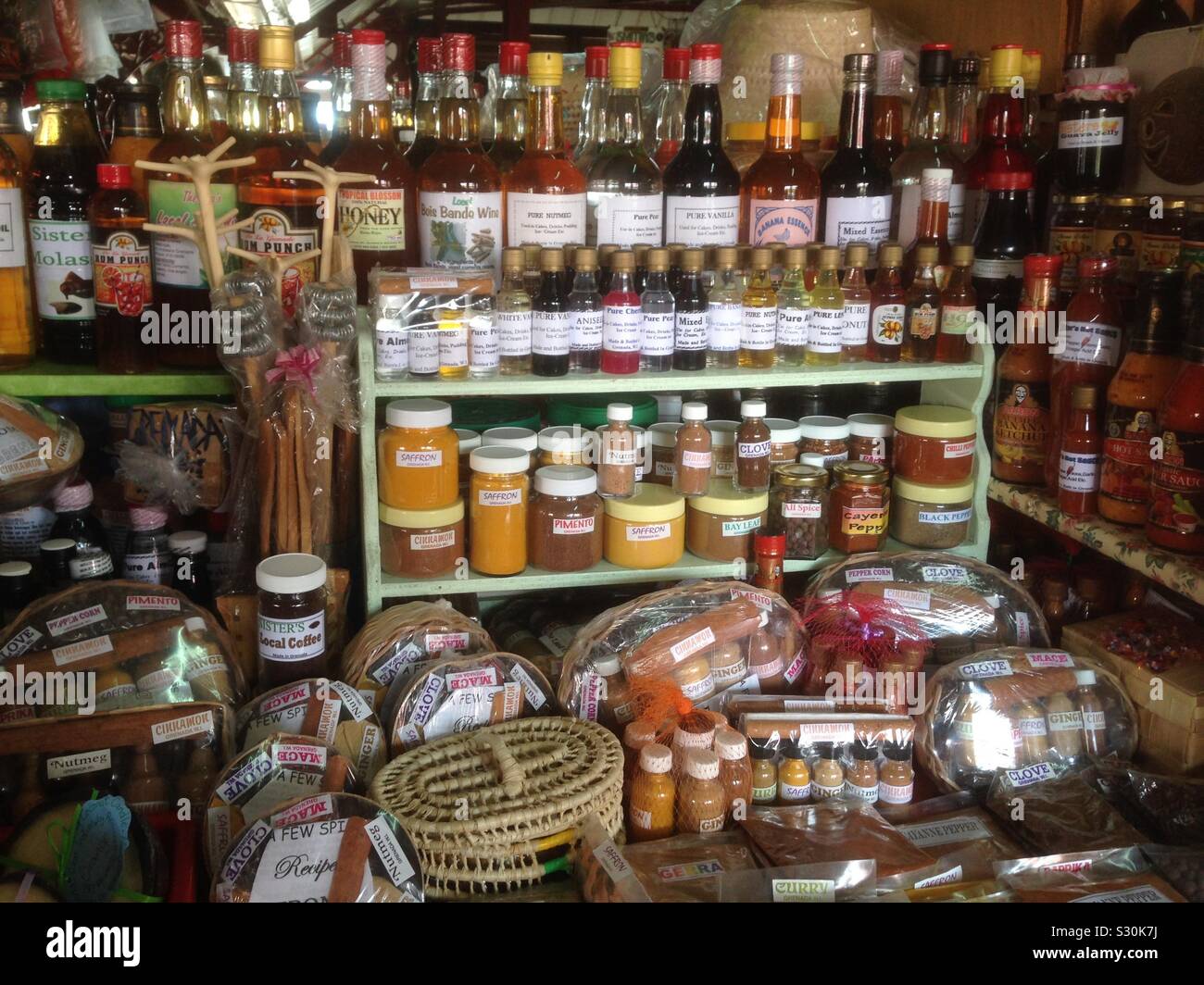Spice stall in St George’s, Granada Stock Photo - Alamy