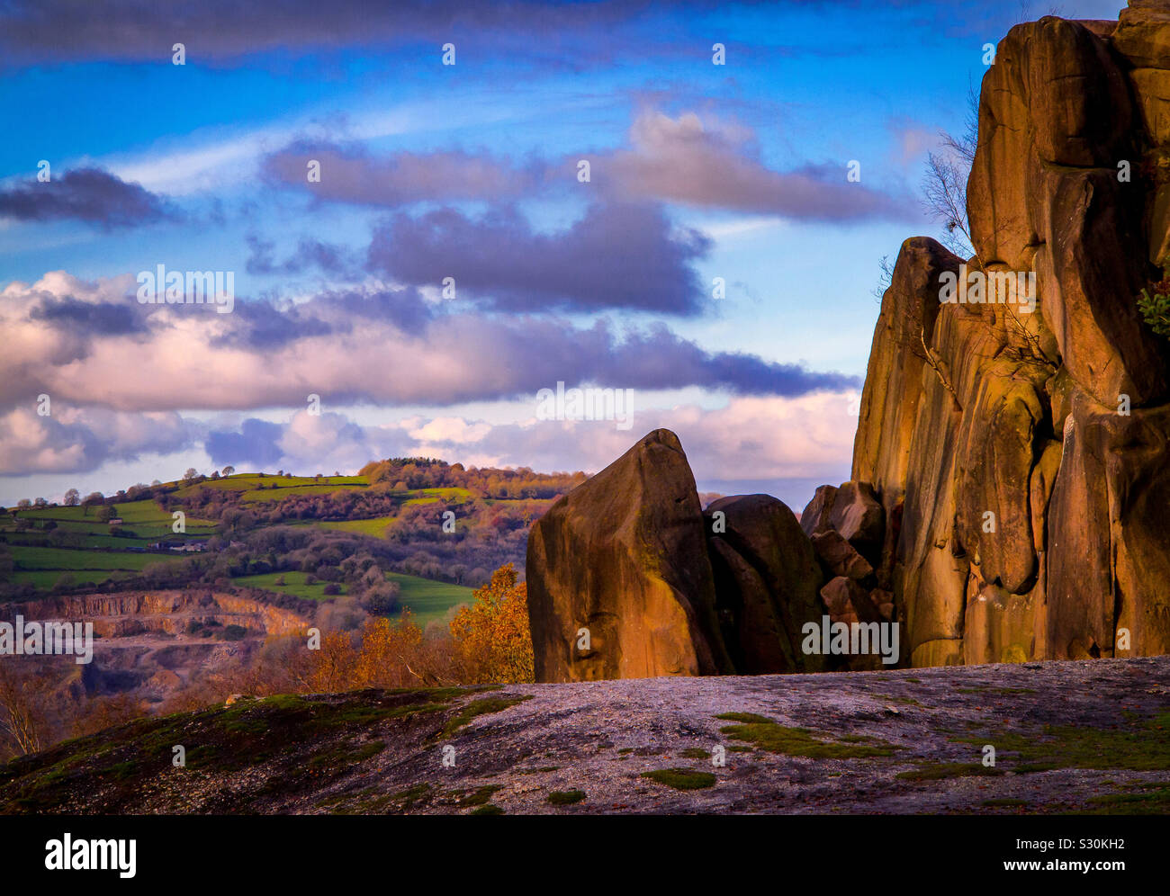 View over Black Rocks near Cromford in the Derbyshire Peak District ...