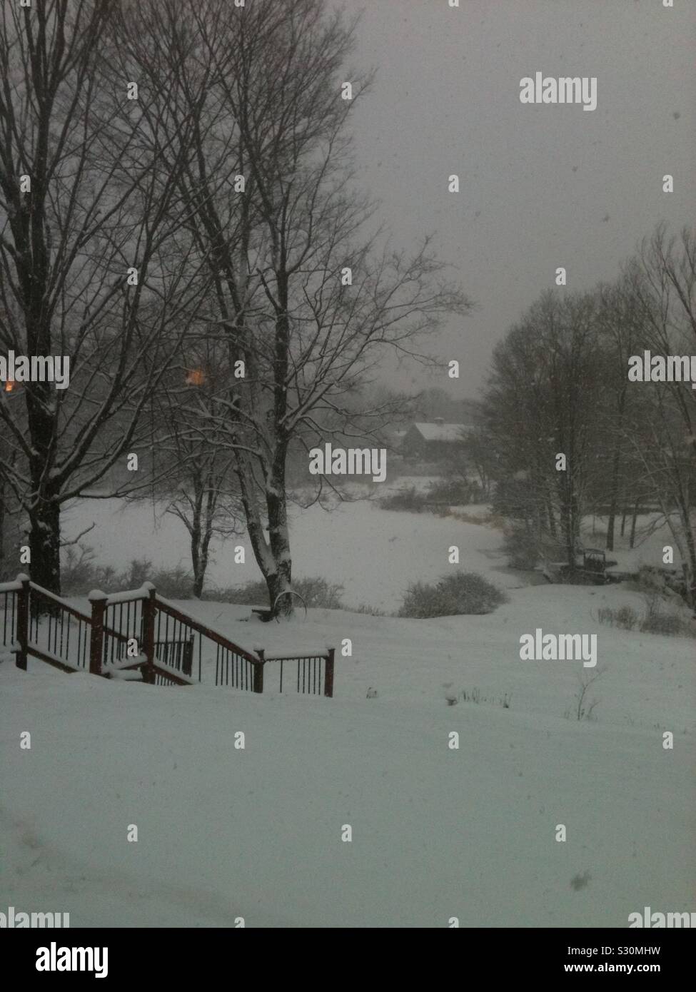 Winter snow scene in New England, USA Stock Photo - Alamy