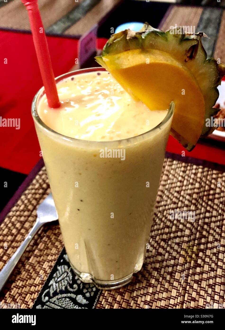 Pineapple and mango milkshake in Siem Reap, Cambodia Stock Photo - Alamy
