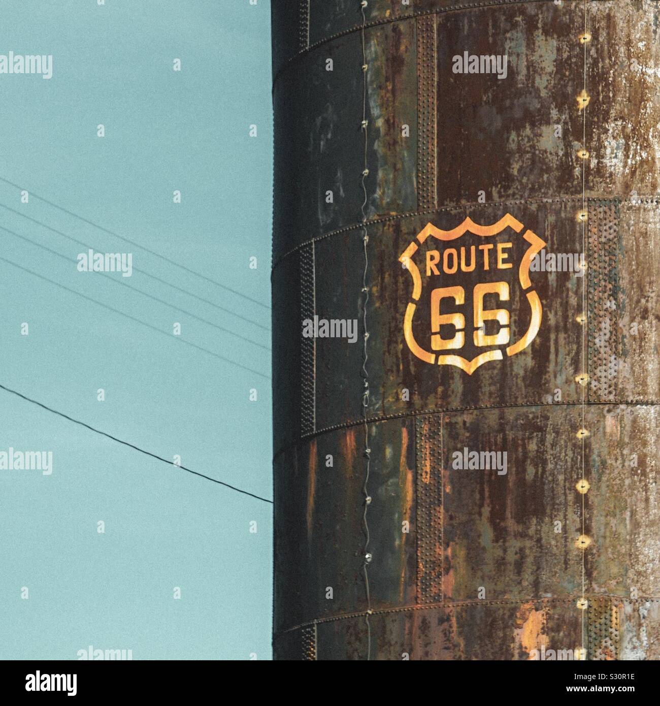 Route 66 old water tank Stock Photo - Alamy