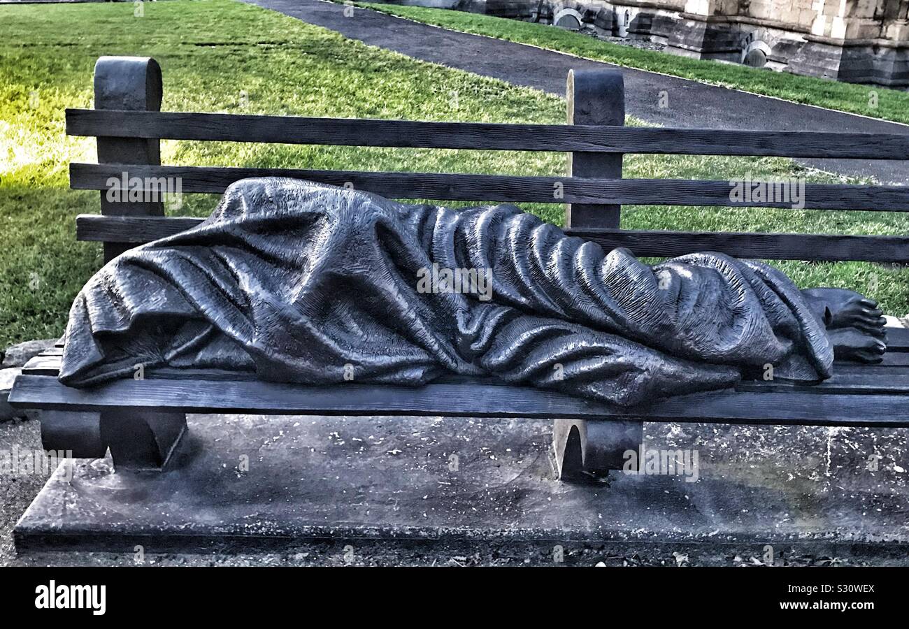 Homeless Jesus Sculpture by Tim Schmaltz At Dublin Cathedral in Ireland ...