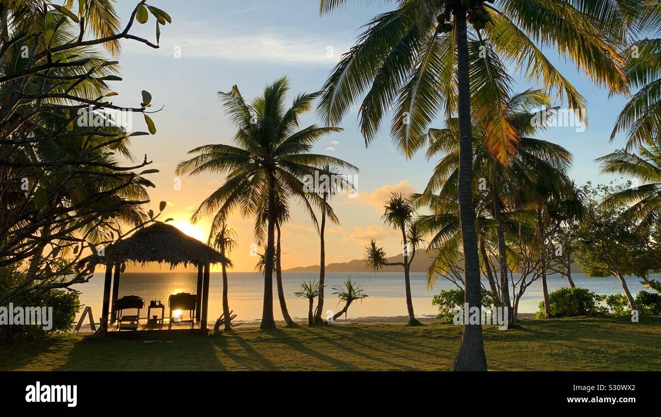 Sunsets in Fiji Stock Photo - Alamy