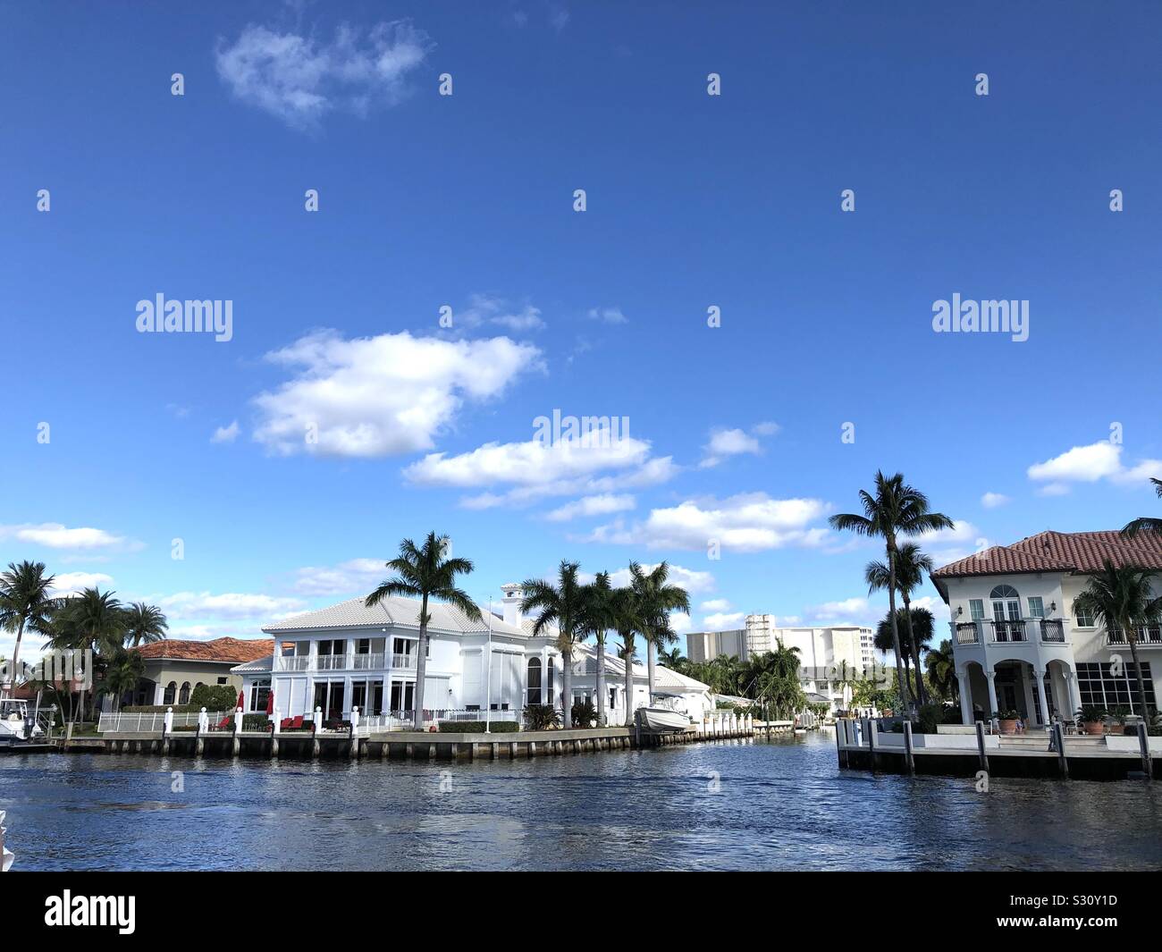 Mansions and boats along the Intracoastal Waterway , Delray Beach ...