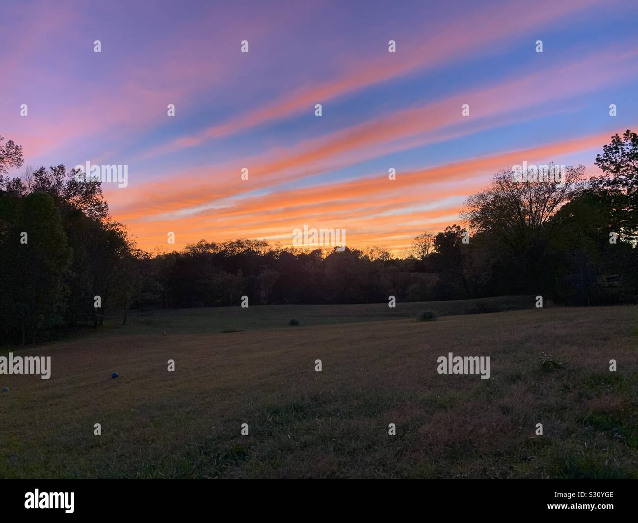 Sunset over Tennessee Farm Stock Photo - Alamy