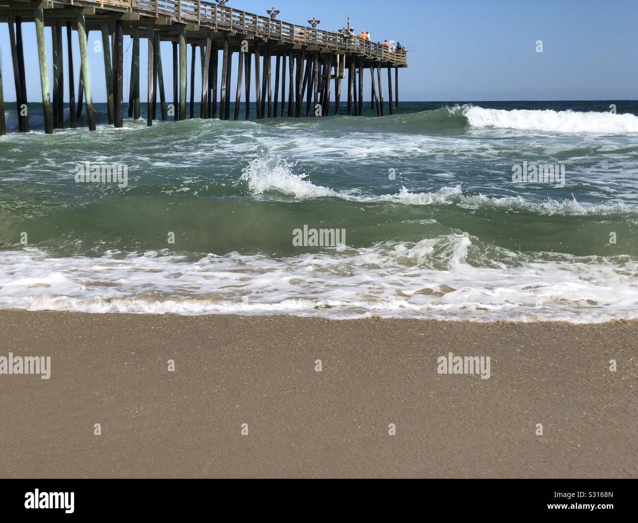 Ocean, Waves and Peir Stock Photo - Alamy