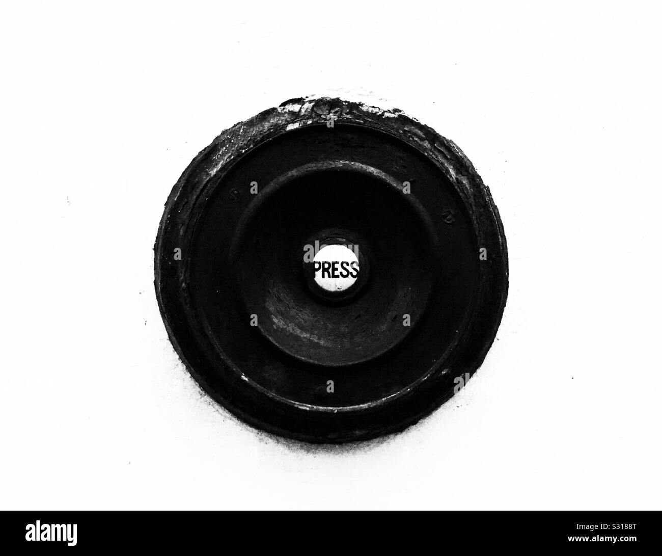 An old doorbell button marked “PRESS” set in a wall Stock Photo - Alamy