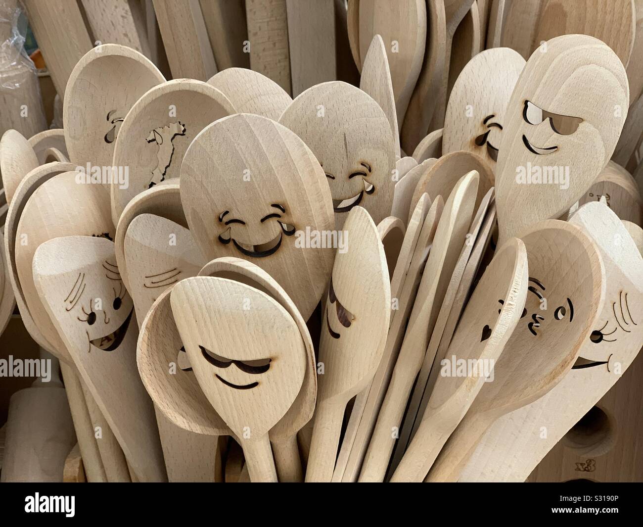 Funny wooden spoons Stock Photo - Alamy