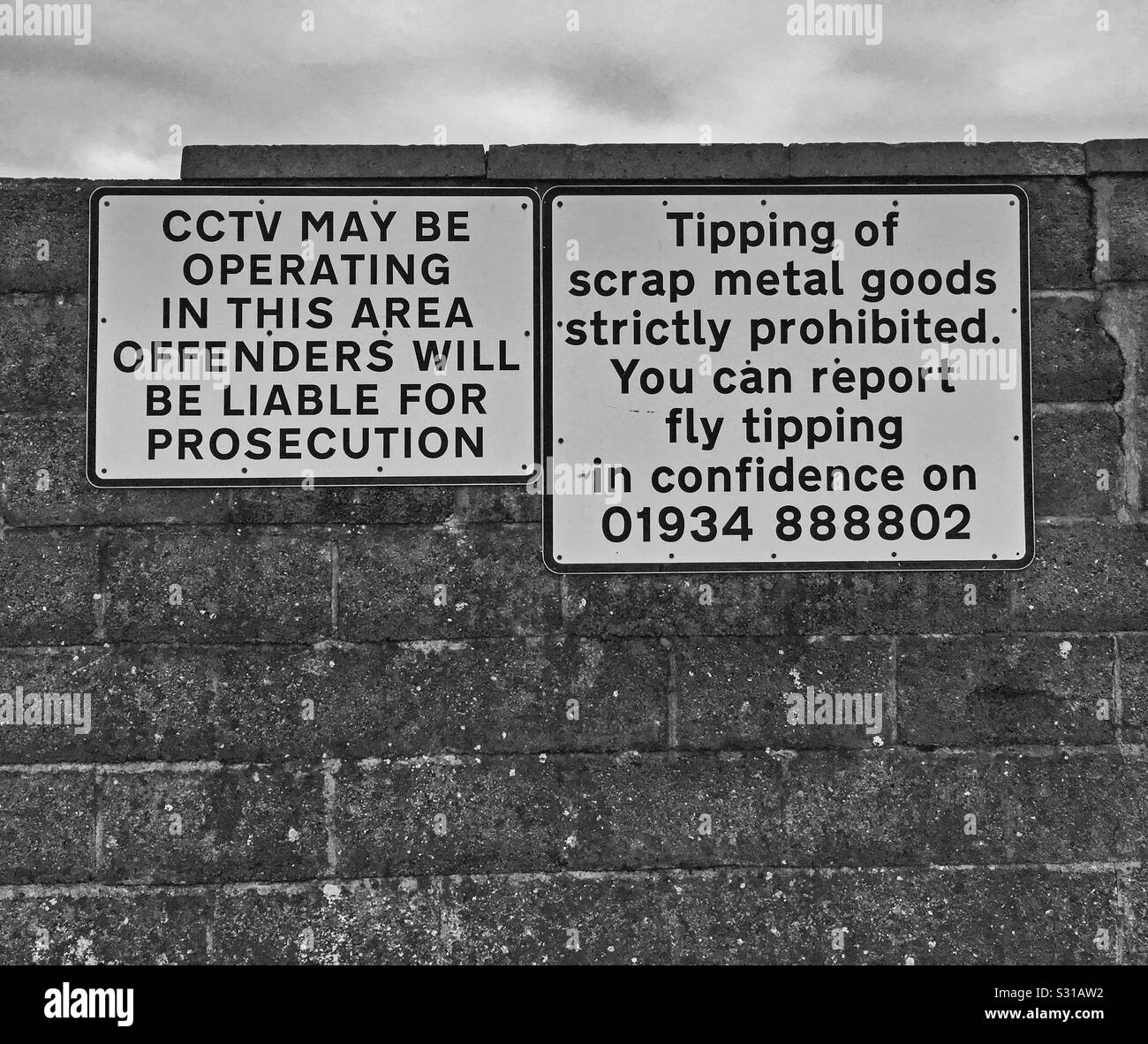 Signs warning against fly tipping in Weston-super-Mare, UK Stock Photo ...