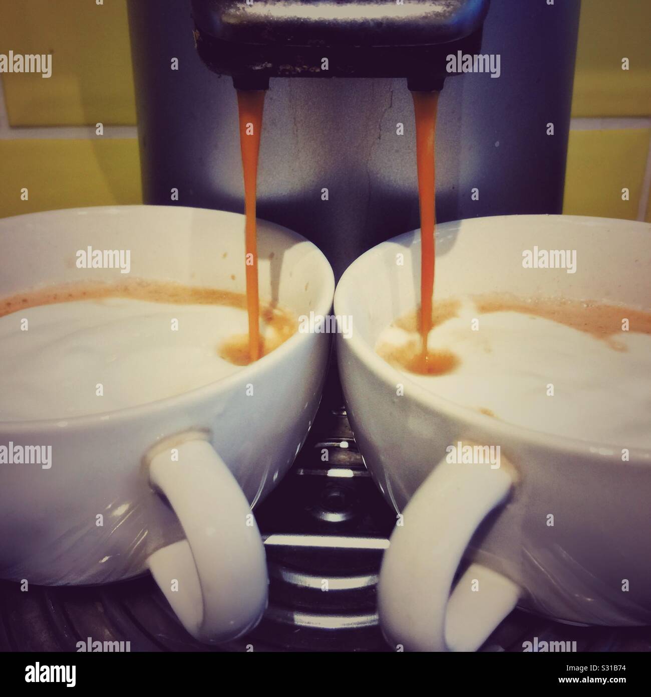 Freshly poured coffee Stock Photo - Alamy