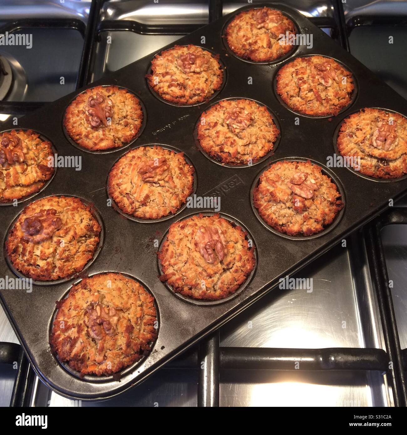 Tray of a dozen freshly baked gluten-free muffins Stock Photo - Alamy