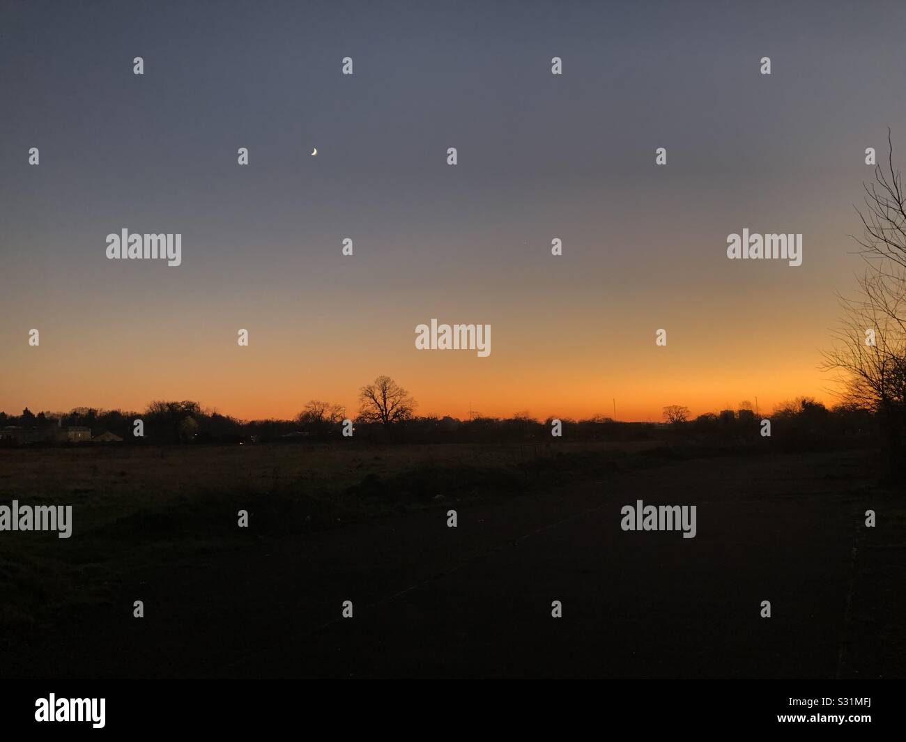 Late December evening in west London Stock Photo - Alamy
